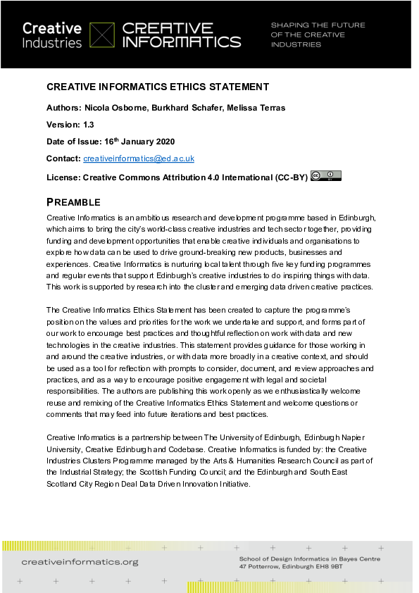 (PDF) Creative Informatics Ethics Statement