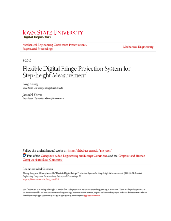 (PDF) Flexible Digital Fringe Projection System for Step‐height Measurement