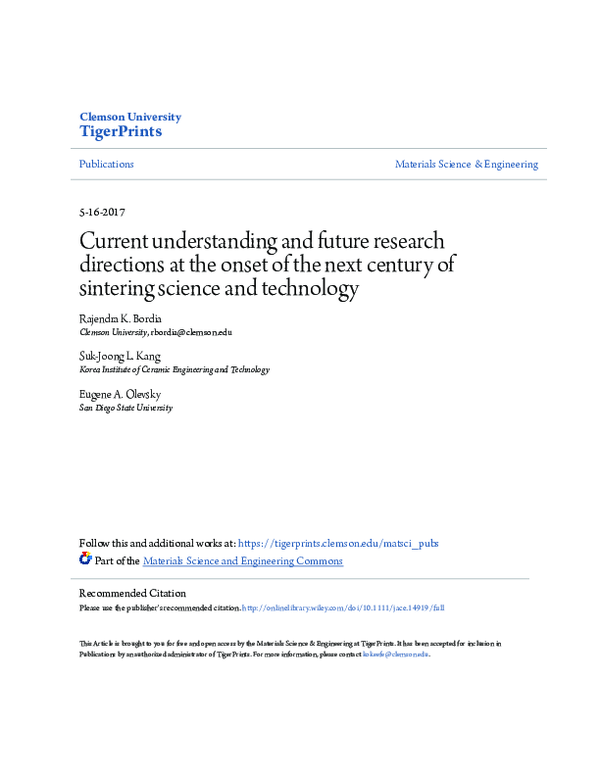 (PDF) Current understanding and future research directions at the onset ...