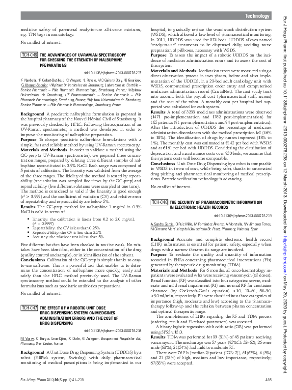 (PDF) TCH-047 The Effect of a Robotic Unit Dose Drug Dispensing System ...