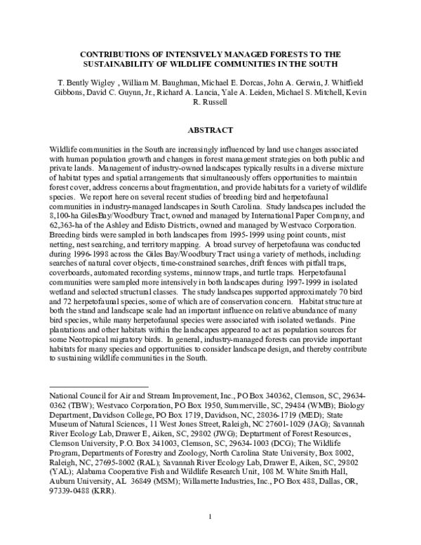 (PDF) Contributions of Intensively Managed Forests to the ...