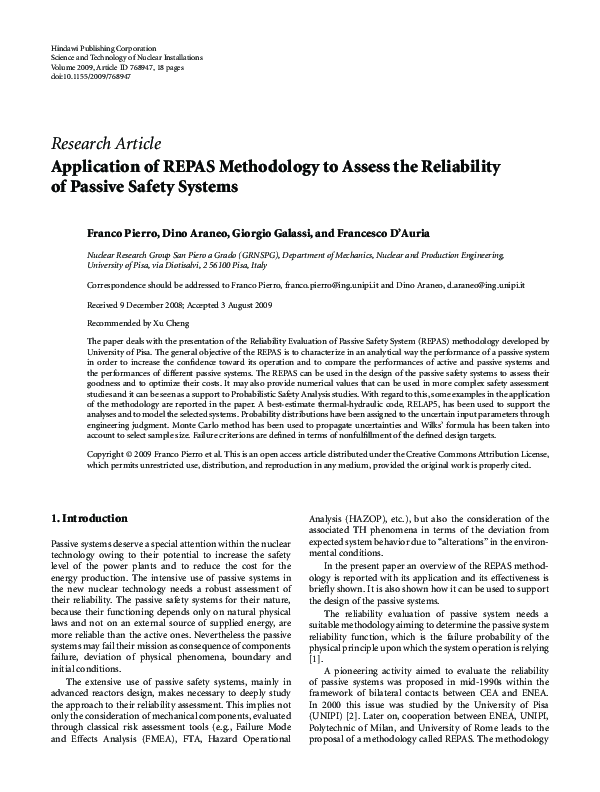 (PDF) of Passive Safety Systems
