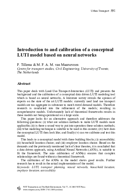 Introduction to and calibration of a conceptual LUTI model based on ...