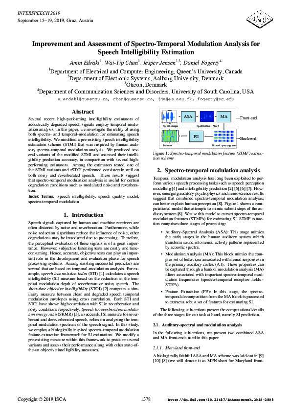 Pdf Improvement And Assessment Of Spectro Temporal Modulation