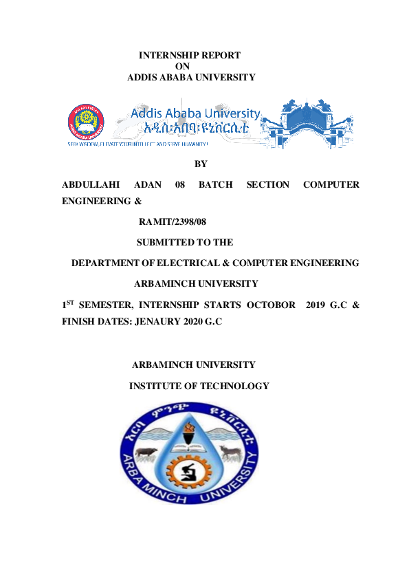(PDF) INTERNSHIP REPORT ON ADDIS ABABA UNIVERSITY