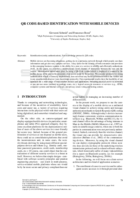(PDF) QR Code-based Identification with Mobile Devices