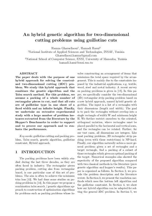 (PDF) Cutting Problems Using Guillotine