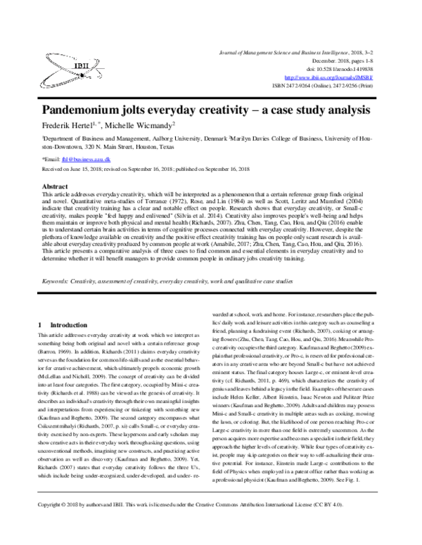 (PDF) Pandemonium jolts everyday creativity – a case study analysis