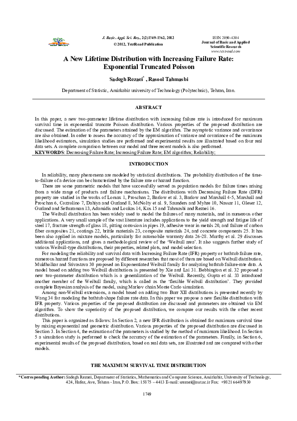 (PDF) A New Lifetime Distribution with Increasing Failure Rate ...
