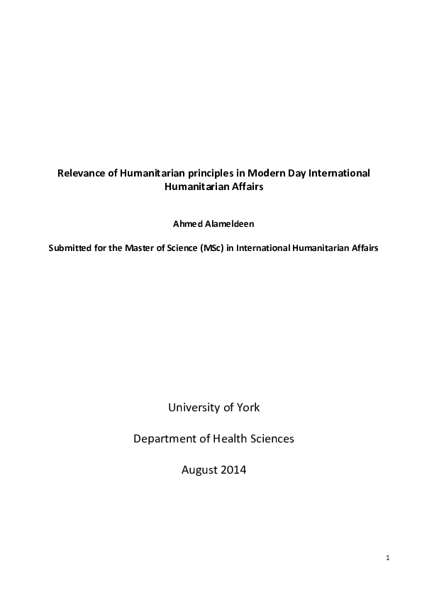 (PDF) Relevance of Humanitarian principles in Modern Day International ...