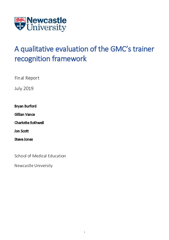 (PDF) A qualitative evaluation of the GMC’s trainer recognition framework