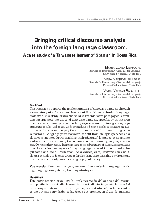 (PDF) Bringing critical discourse analysis into the foreign language ...