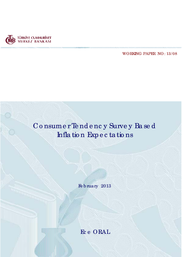 Pdf Consumer Tendency Survey Based Inflation Expectations