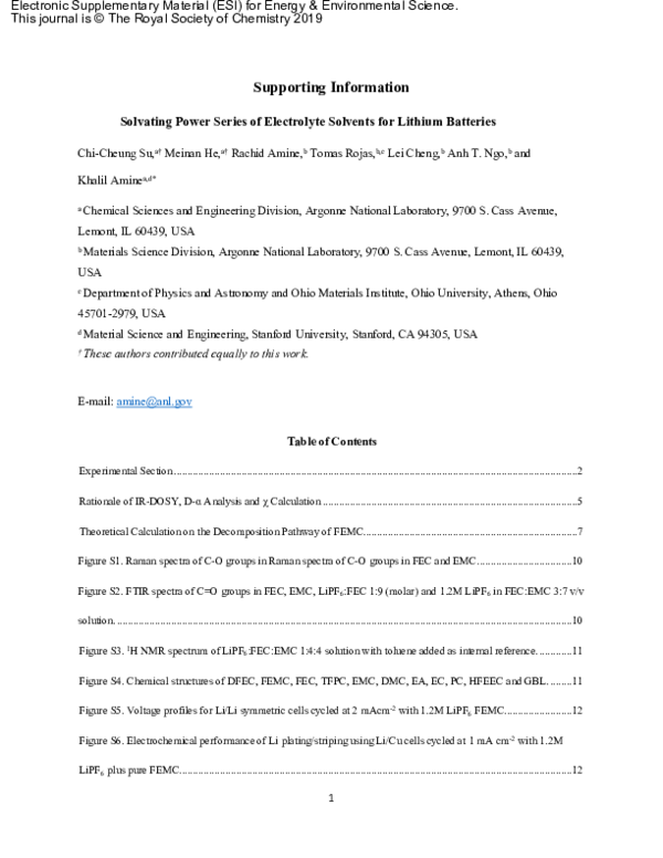 (PDF) Solvating power series of electrolyte solvents for lithium batteries