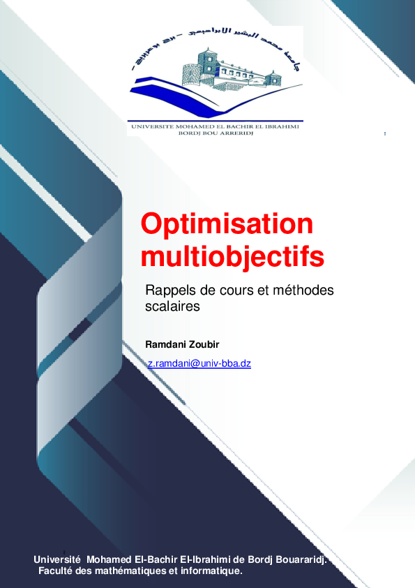 (PDF) Cours optimisation multiobjectifs par Ramdani Zoubir
