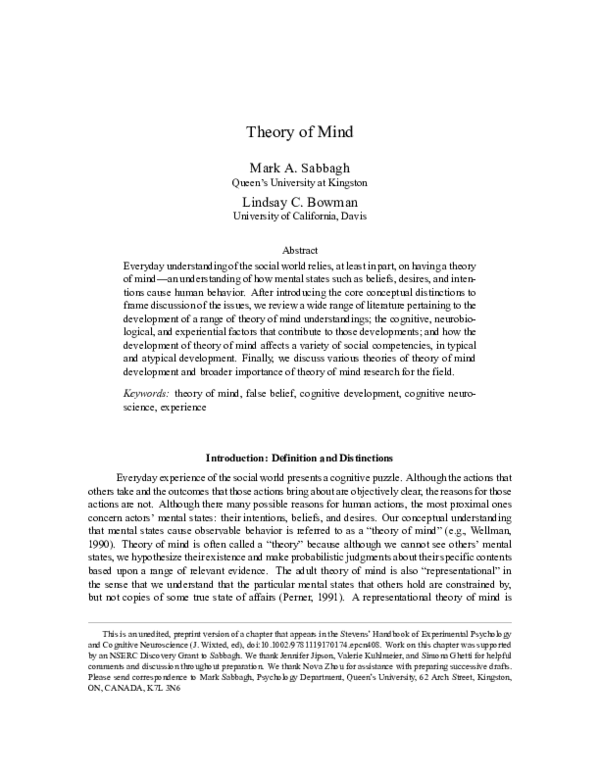 (PDF) Theory of Mind