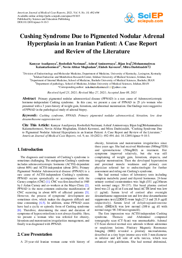 (PDF) Cushing Syndrome Due to Pigmented Nodular Adrenal Hyperplasia in ...