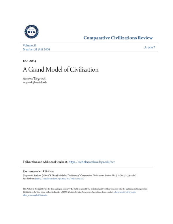 (PDF) Comparative Civilizations Review A Grand Model of Civilization A ...