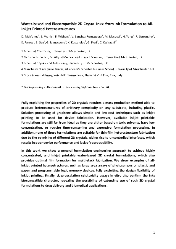 (PDF) Water-based and biocompatible 2D crystal inks for all-inkjet ...