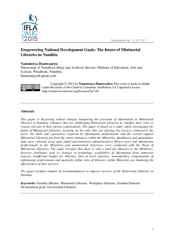 (PDF) Empowering National Development Goals: The future of Ministerial ...