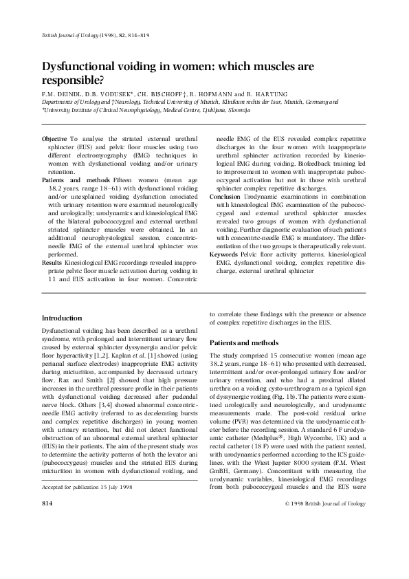 (PDF) Dysfunctional voiding in women: which muscles are responsible?