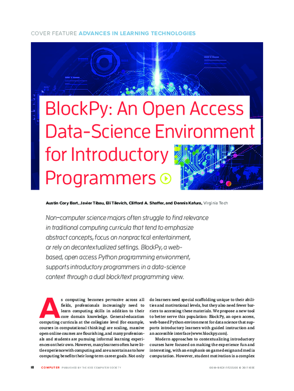 (PDF) BlockPy: An Open Access Data-Science Environment for Introductory Programmers