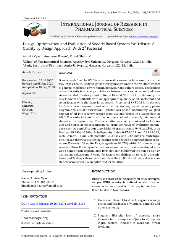 (PDF) Design, Optimization and Evaluation of Snedds Based System for ...