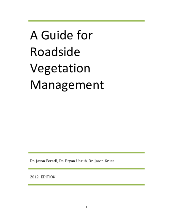 (PDF) A Guide for Roadside Vegetation Management
