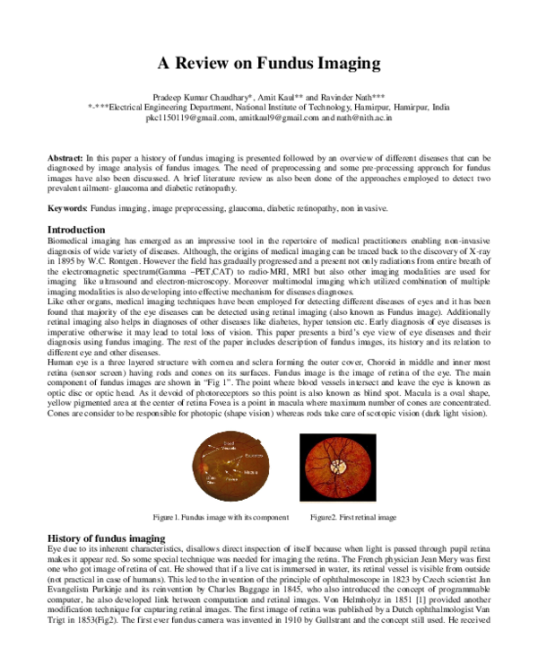 (PDF) A Review on Fundus Imaging