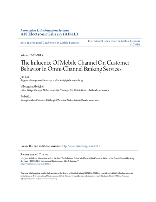 (PDF) The Influence Of Mobile Channel On Customer Behavior In Omni ...