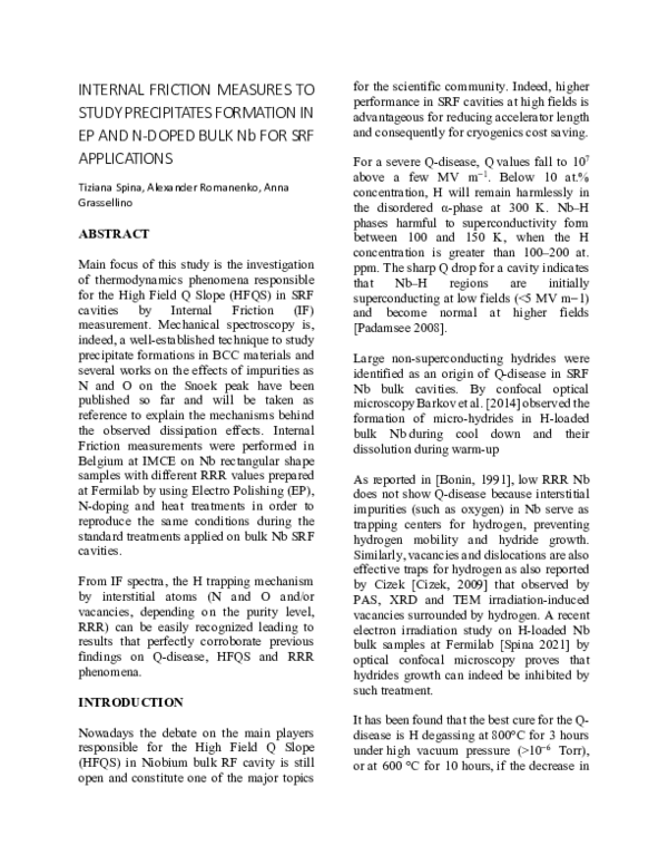 (PDF) Internal Friction Measures to Study Precipitates Formation in EP ...
