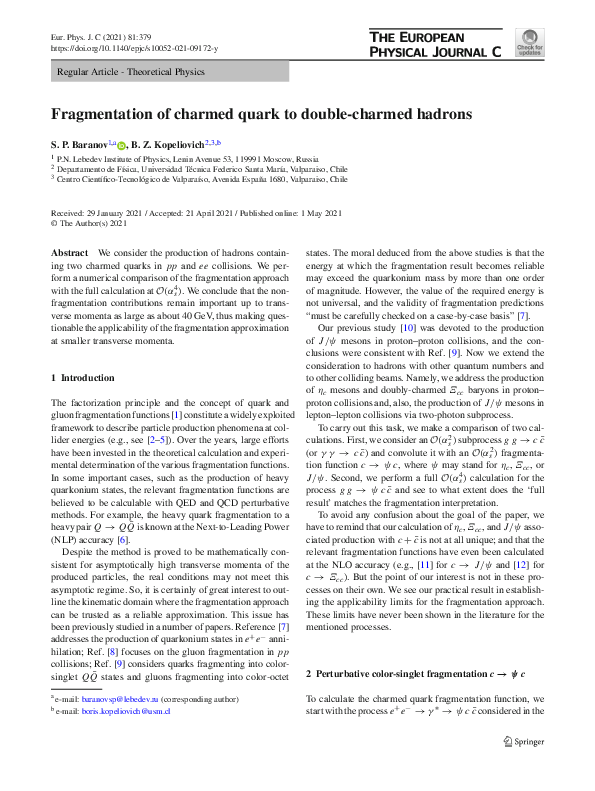 (PDF) Fragmentation of charmed quark to double-charmed hadrons