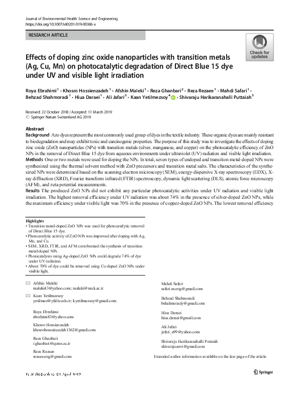 (PDF) Effects of doping zinc oxide nanoparticles with transition metals ...