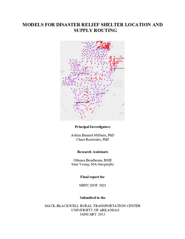 (PDF) Models for Disaster Relief Shelter Location and Supply Routing