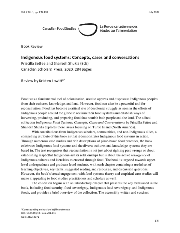 (PDF) Indigenous Food Systems Concepts, Cases, and Conversations