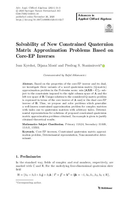 (PDF) Solvability of New Constrained Quaternion Matrix Approximation ...