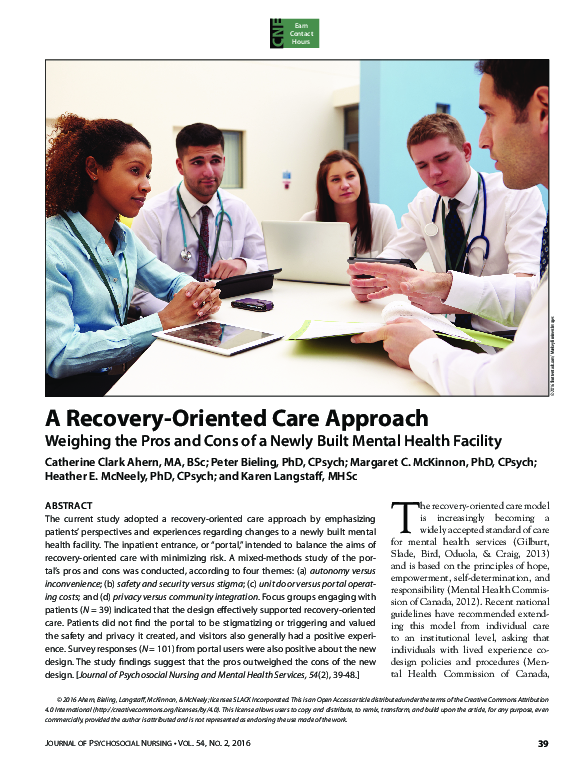 (PDF) A Recovery-Oriented Care Approach: Weighing the Pros and Cons of ...