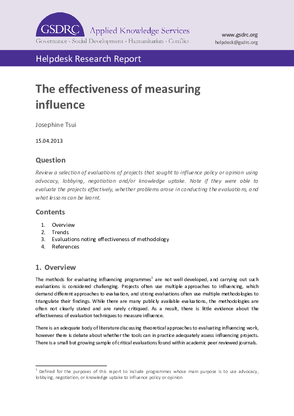 (PDF) The effectiveness of measuring influence