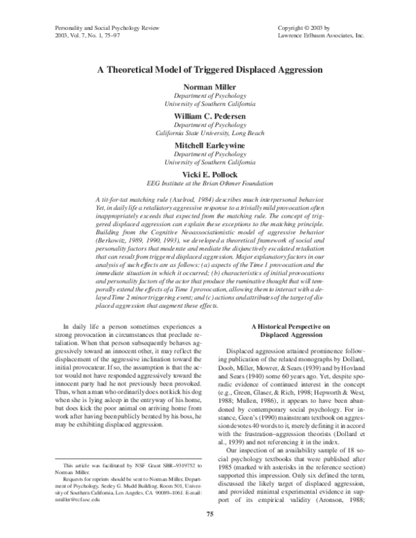 (PDF) A Theoretical Model of Triggered Displaced Aggression