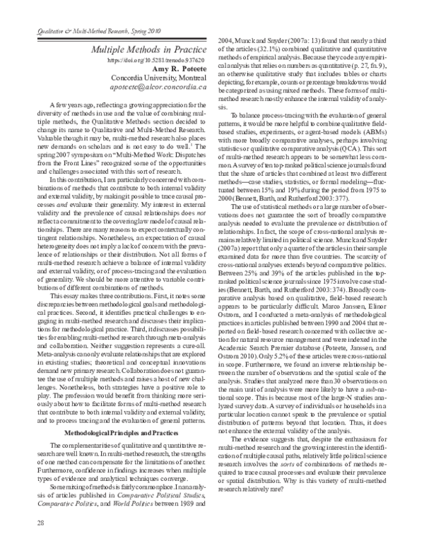 (PDF) Multiple Methods In Practice