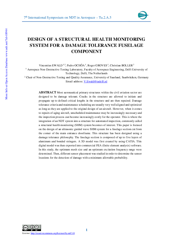 (PDF) Design of a Structural Health Monitoring System for a Damage ...