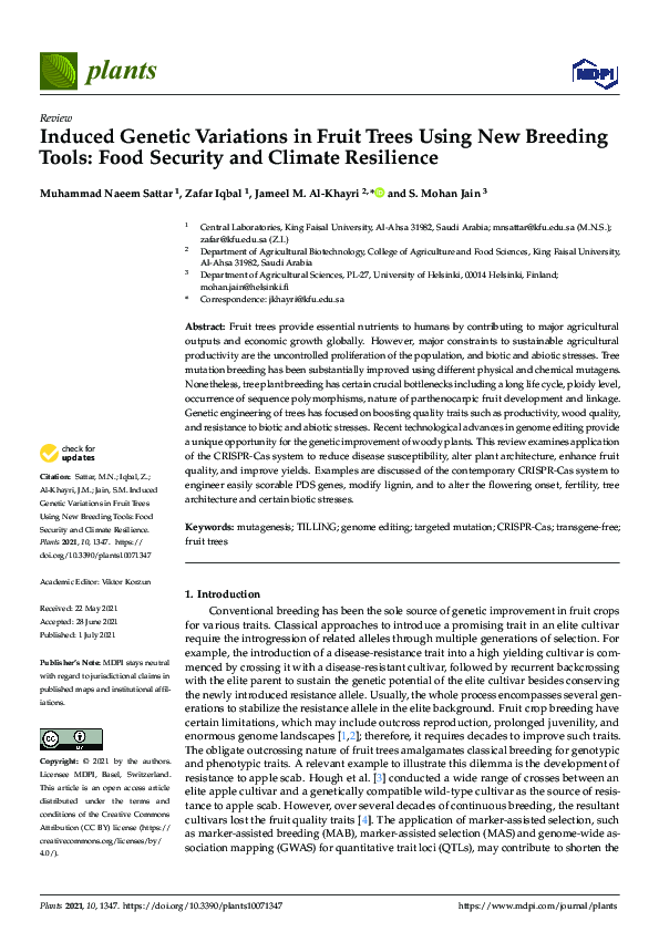 (PDF) Induced Genetic Variations in Fruit Trees Using New Breeding ...