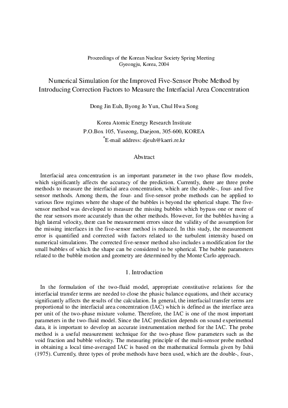 (PDF) Numerical Simulation for the Improved Five-Sensor Probe Method by ...