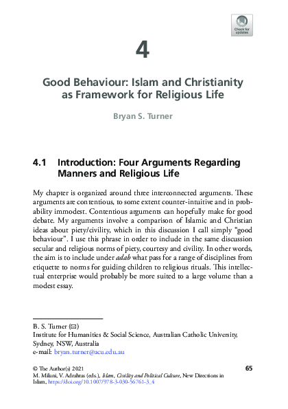 (PDF) Good Behaviour: Islam and Christianity as Framework for Religious ...