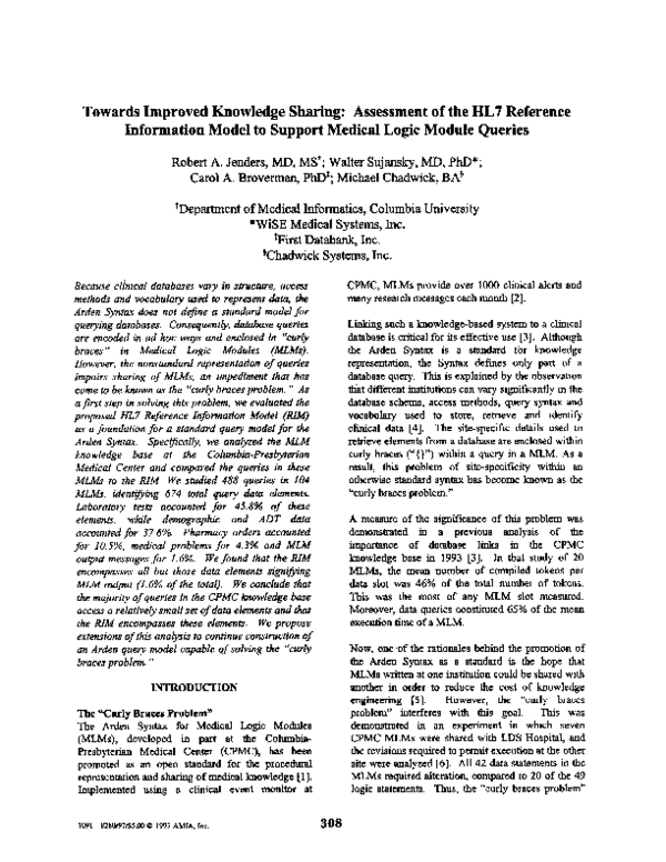(PDF) Towards improved knowledge sharing: assessment of the HL7 ...