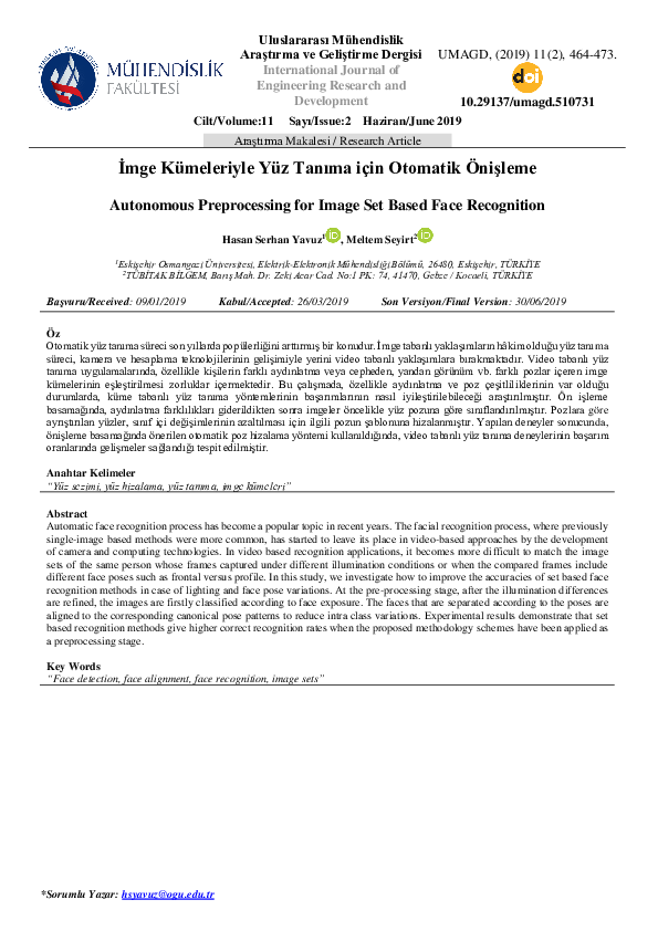 (PDF) Autonomous Preprocessing for Image Set Based Face Recognition