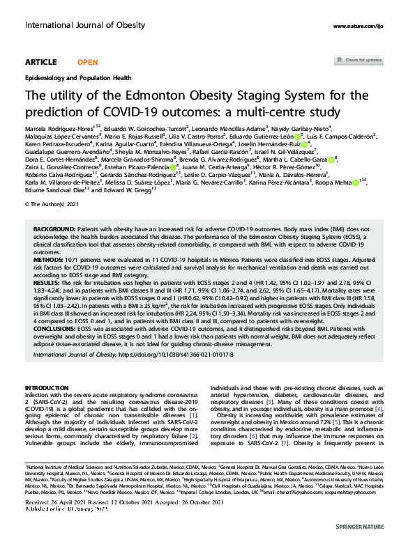 (PDF) The utility of the Edmonton Obesity Staging System for the ...