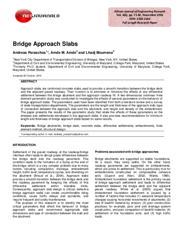 (PDF) Bridge Approach Slabs