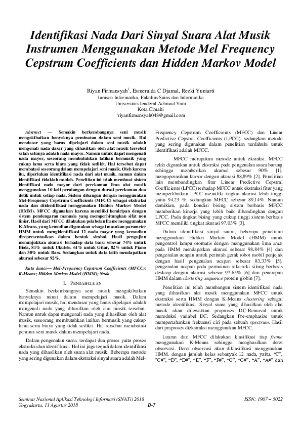 (PDF) Instrumen Menggunakan Metode Mel Frequency Cepstrum Coefficients ...