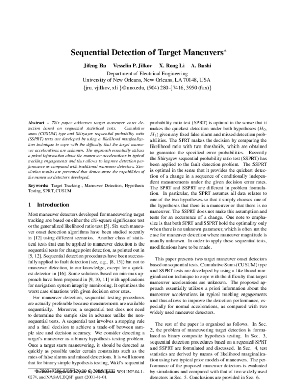 (PDF) Sequential detection of target maneuvers